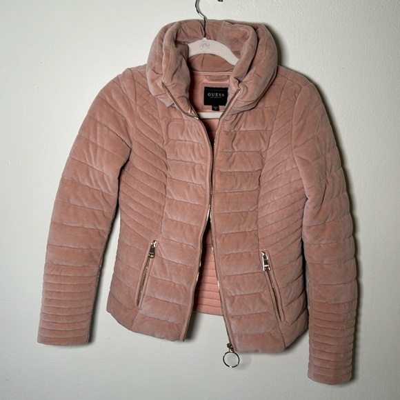 Guess | Jackets & Coats | Guess Blush Pink Soft Puffer Coat Slim ...